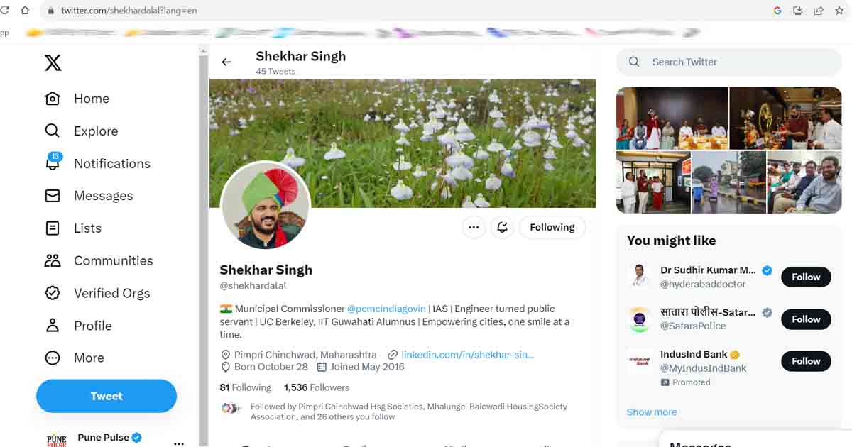 Pune : Now Tweet Your Concerns To PCMC Commissioner Directly : #MyPCMC ...
