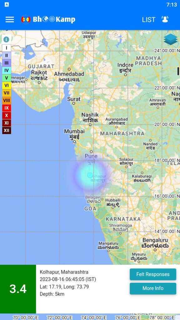 Kolhapur in Maharashtra Hit by 3.4 Magnitude Richter Scale Earthquake ...
