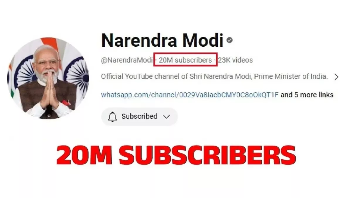 PM Modi Becomes 1st World Leader To Cross 2 Crore Subscribers On ...