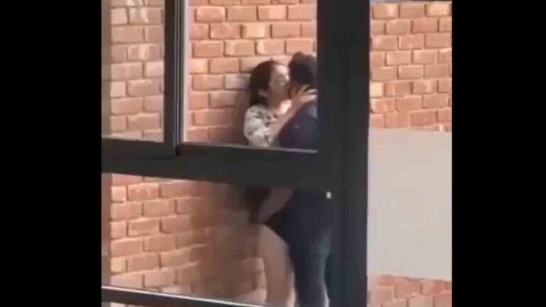 Two youth kissing passionately outside classroom in Noida college ...
