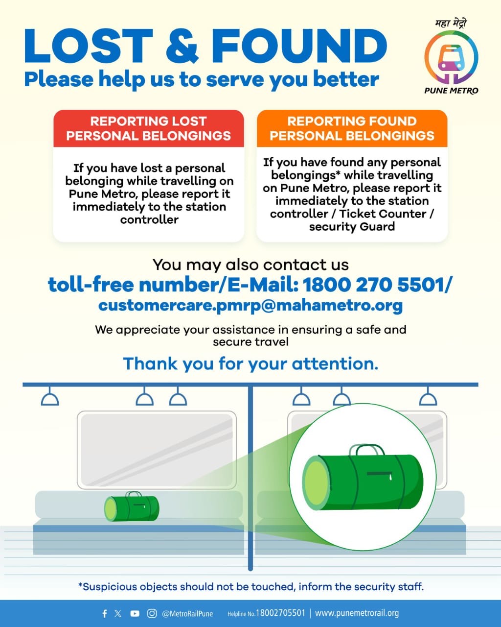Pune Metro Urges Immediate Reporting Of Lost And Found Items On It’s ...