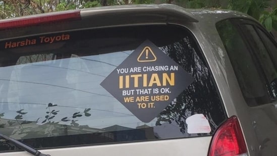 IIT graduate’s bold car sticker sparks cringe reactions online: ‘Giving ...