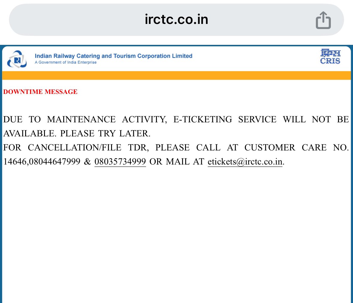 IRCTC Experiences Major Outage Due to Maintenance; Passengers Left ...