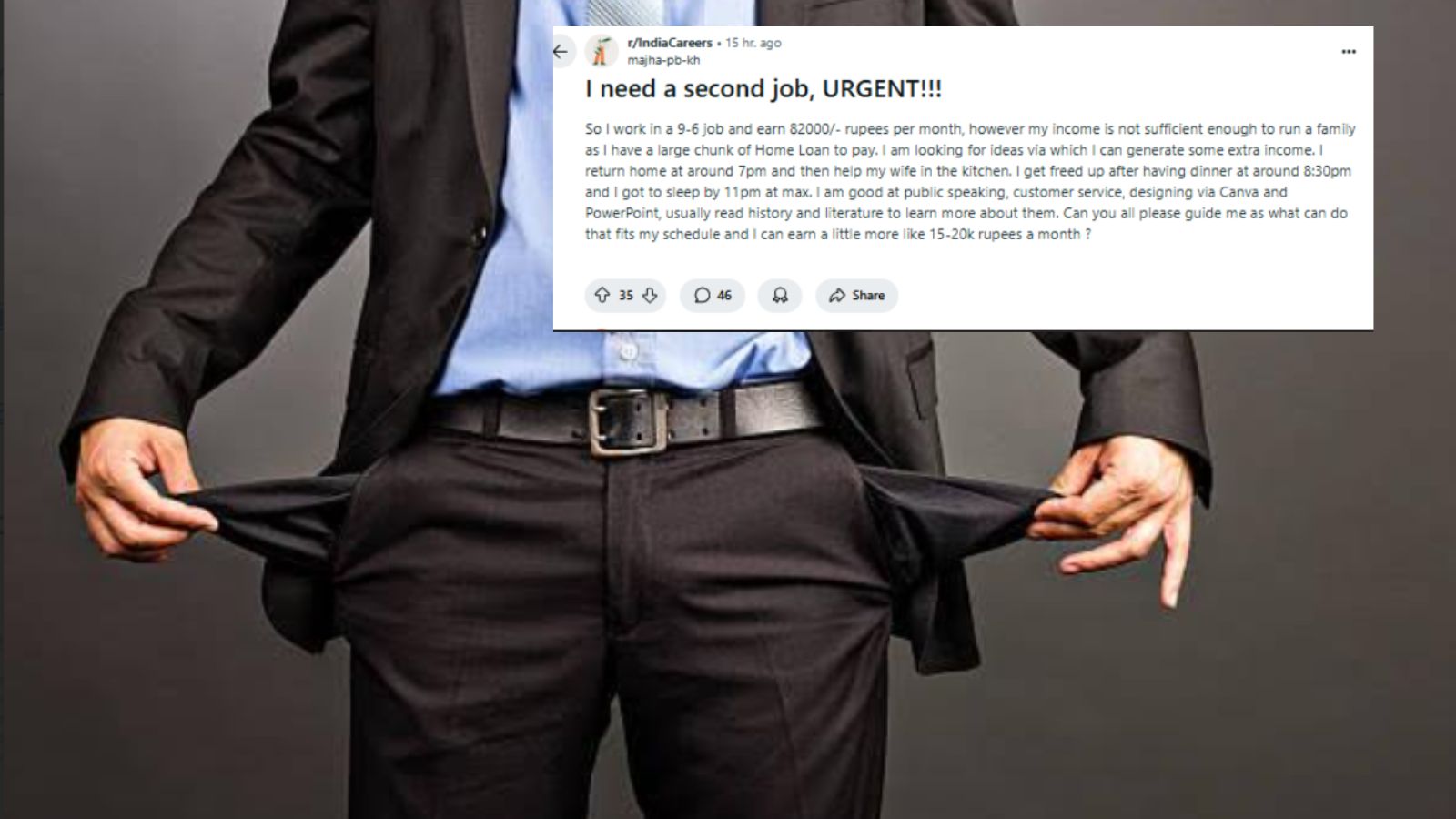 Struggling to Make Ends Meet: Reddit User Earning Rs 82K Seeks Extra ...