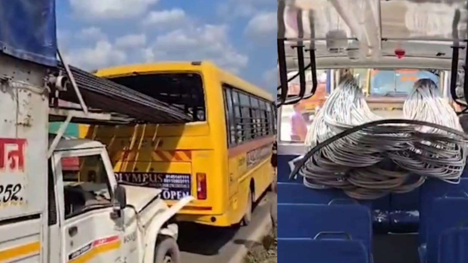 Pune Solapur Highway: Truck Carrying Iron Rods Crashes Into School Bus ...