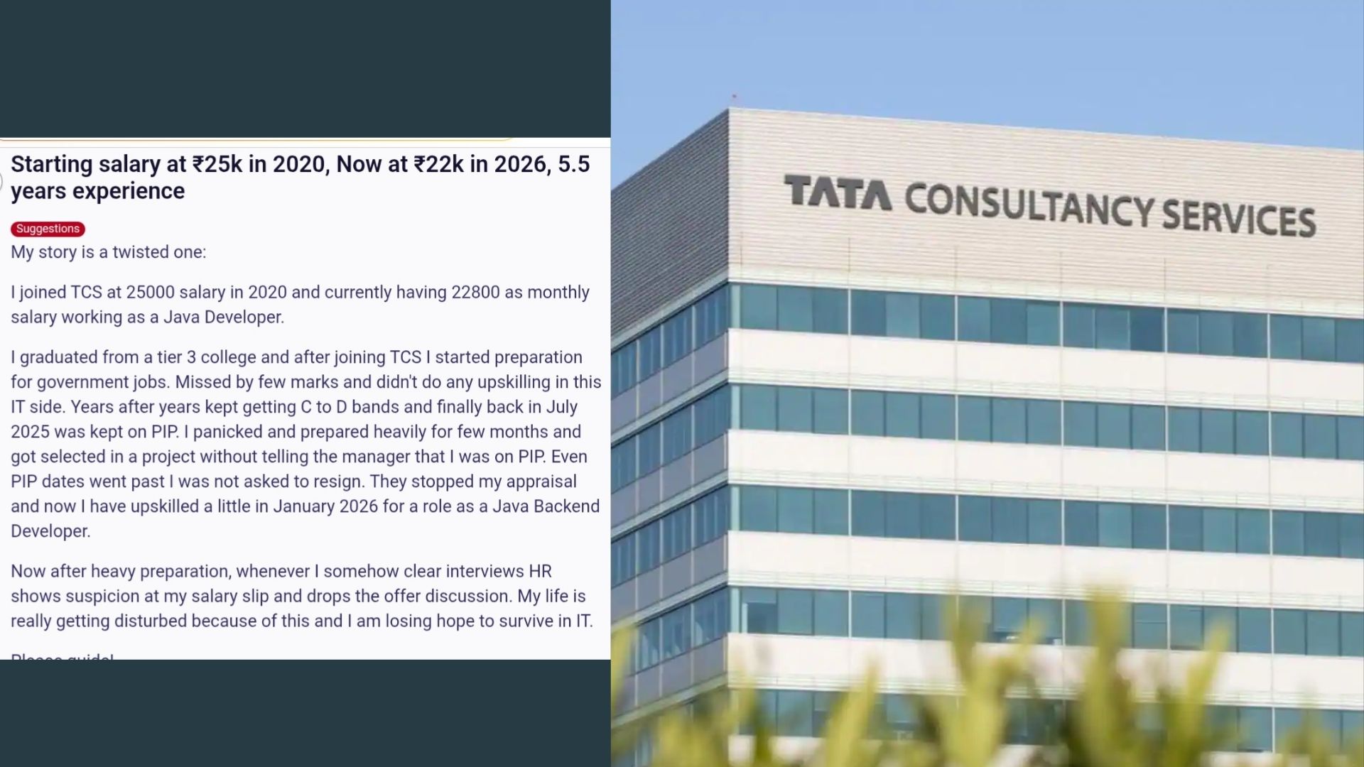 TCS Employee’s Post Shocks Internet As Pay Drops From ₹25,000 To ...
